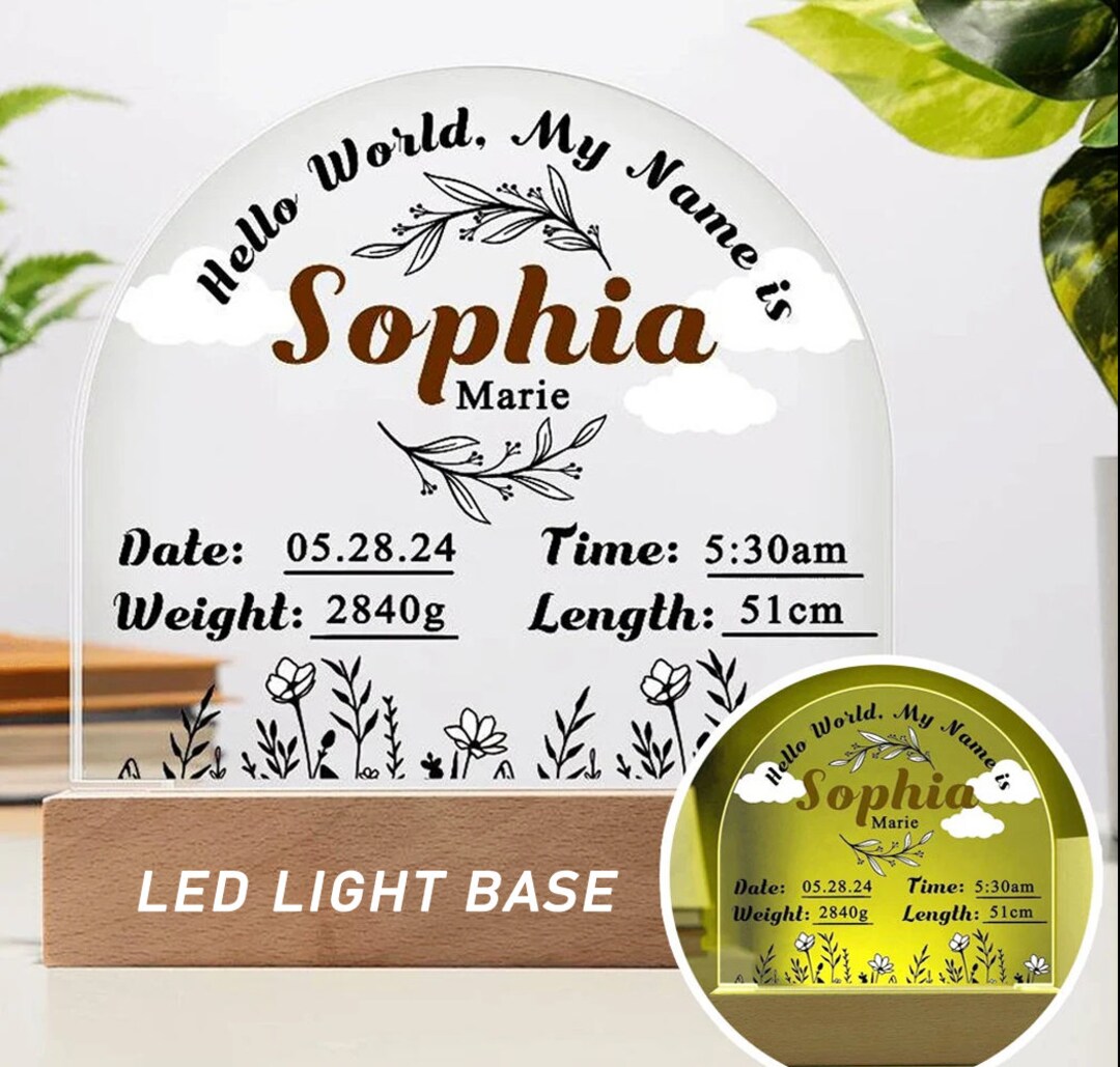 Personalized Birth Announcement Sign - Birth Name Plaque - Baby Birth ...