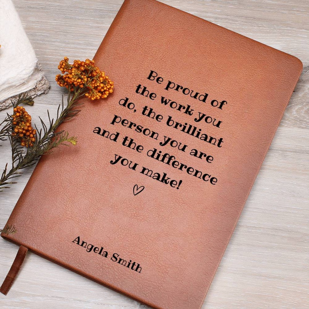 Personalized Leather Journal With Inspirational Quote, Custom Engraved ...