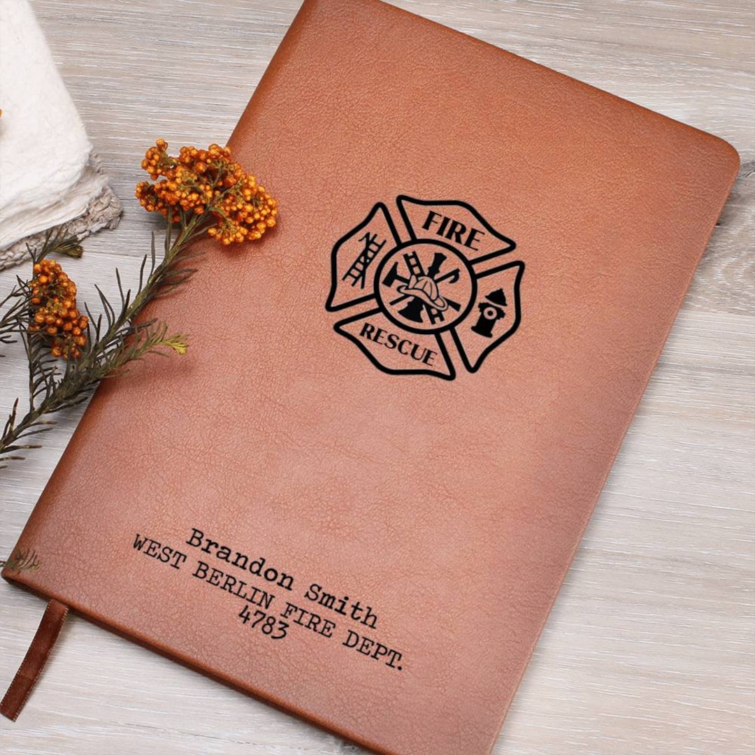Personalized Firefighter Notebook, Custom Fire Rescue Journal, Leather ...