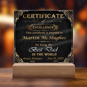 Best Dad Ever Award, Father's Day Appreciation Plaque, Best Dad Award ...
