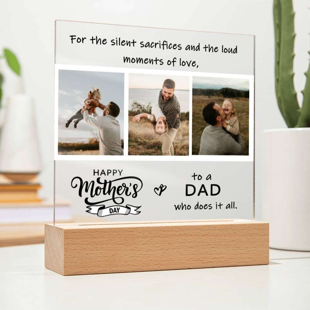 Personalized Gift for Dad, Custom Photo Acrylic Plaque, Single Parent ...
