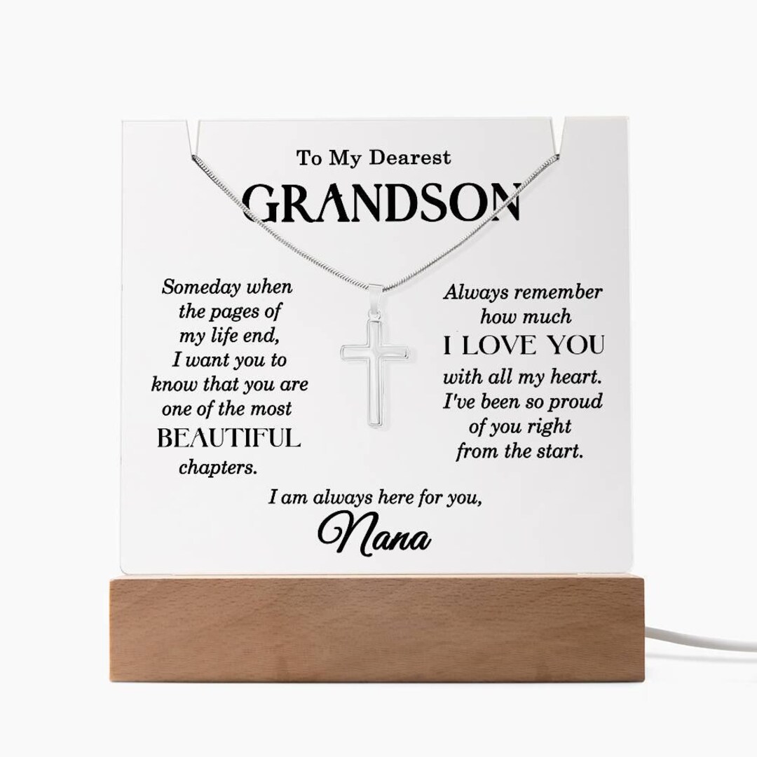 To My Grandson Cross Necklace, Gift From Grandma, Keepsake for Grandson ...