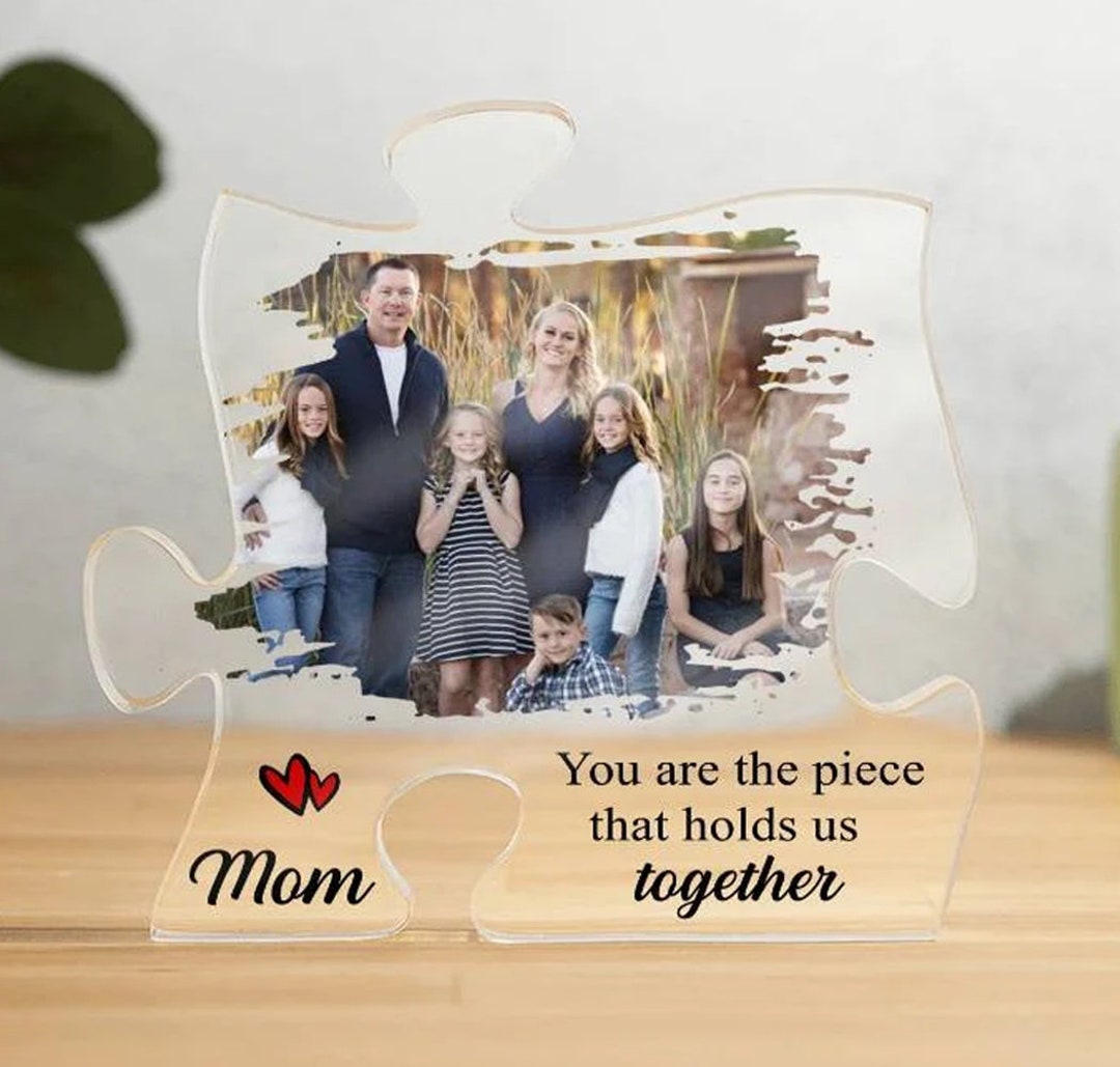 Personalized Mom Puzzle Piece Photo Frame Gift, Custom Acrylic Family ...