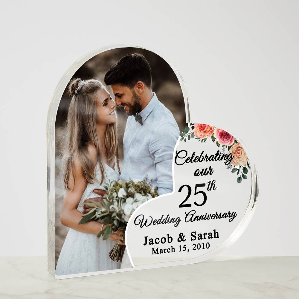 Personalized 25th Wedding Anniversary Gift Anniversary Photo Gifts 25th Anniversary Gift, Silver ...