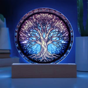 Tree of Life LED Acrylic Lamp, Color Changing Night Light With Wooden ...