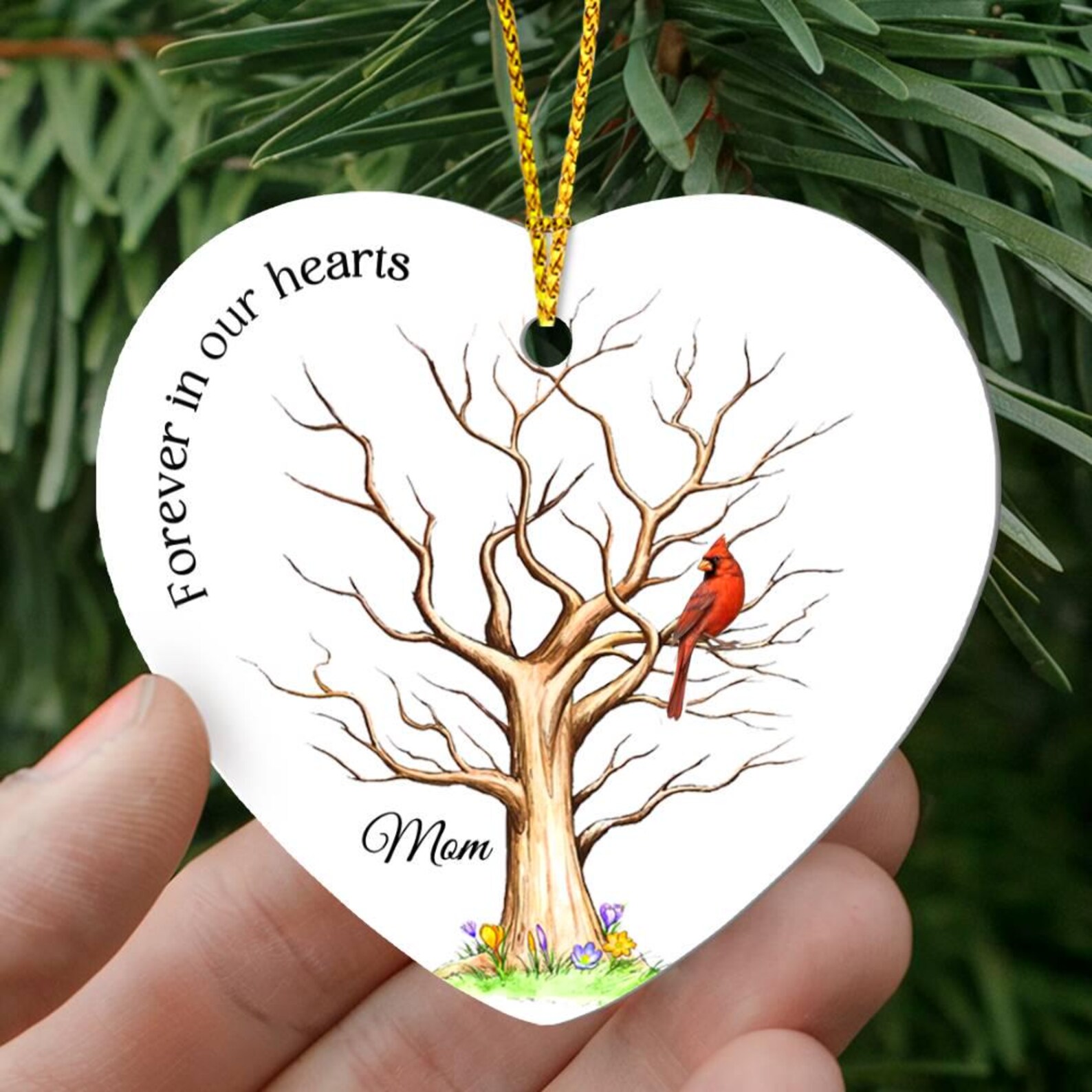 Personalized Memorial Heart Ornament With Cardinal, Forever in Our ...