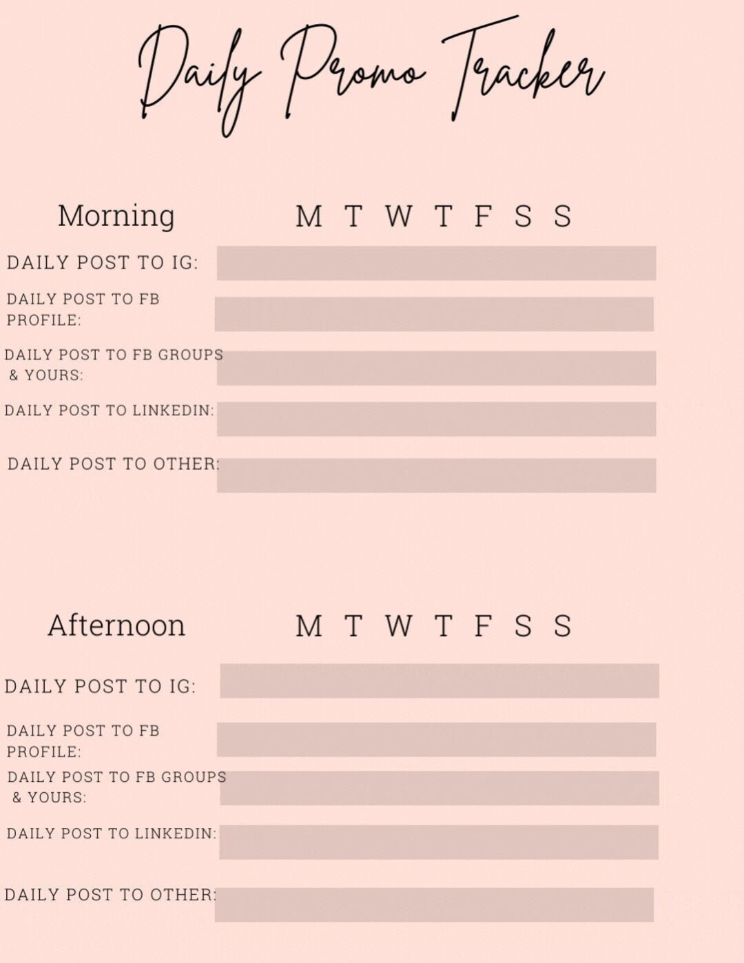 Printable Digital Promo Tracker - Etsy