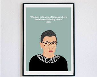 Visual Arts Ruth Bader Ginsburg RBG Inspired Role Model with Scales of ...