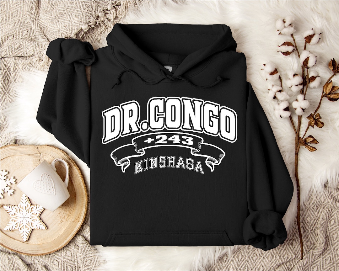 DR CONGO Hoodie With Capital City Kinshasa and Country Code +243 Unisex - Etsy