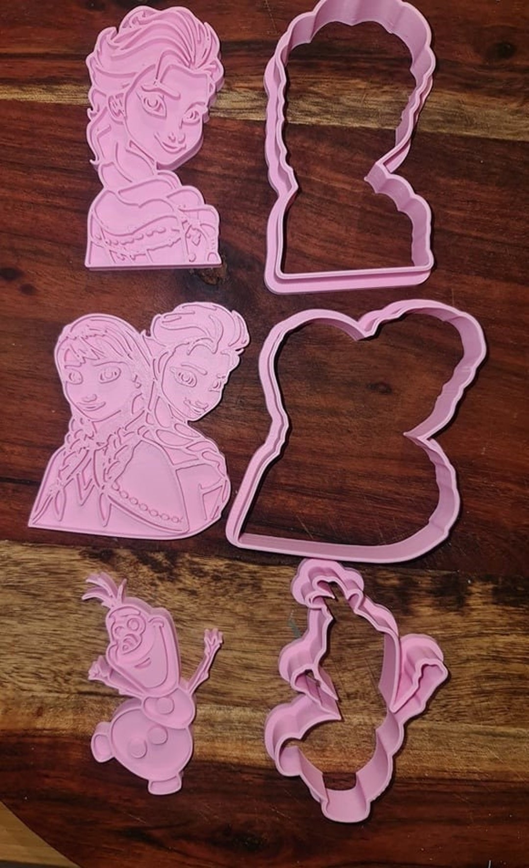 Elsa, Anna and Olaf Cookie Cutters 3D Printed Stamp Embosser and Cutter ...
