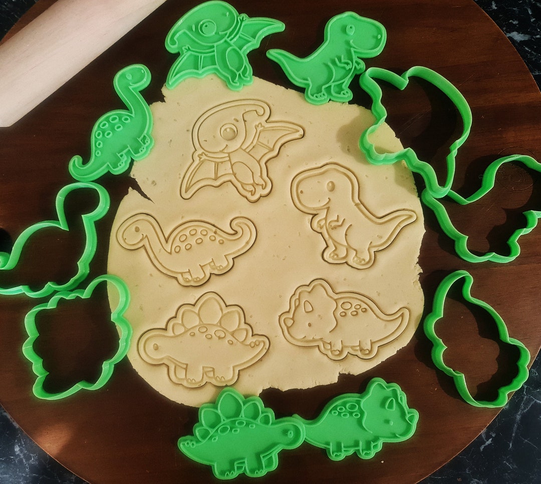 Cute Dinosaur Cookie Cutters and Stamps 3D Printed - Etsy Australia