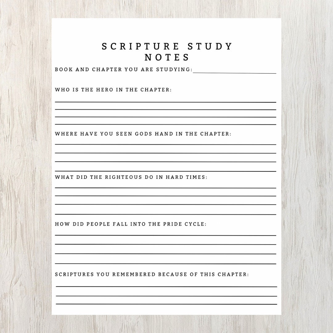 Printable Scripture Study Notes Bible Journal Digital Download Etsy