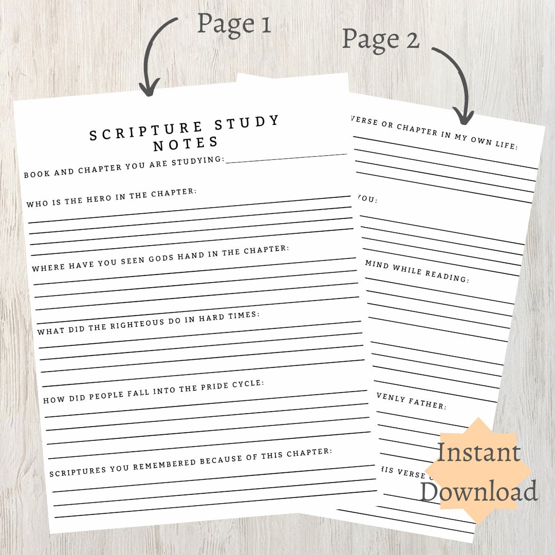 Printable Scripture Study Notes: Bible Journal (digital Download) - Etsy