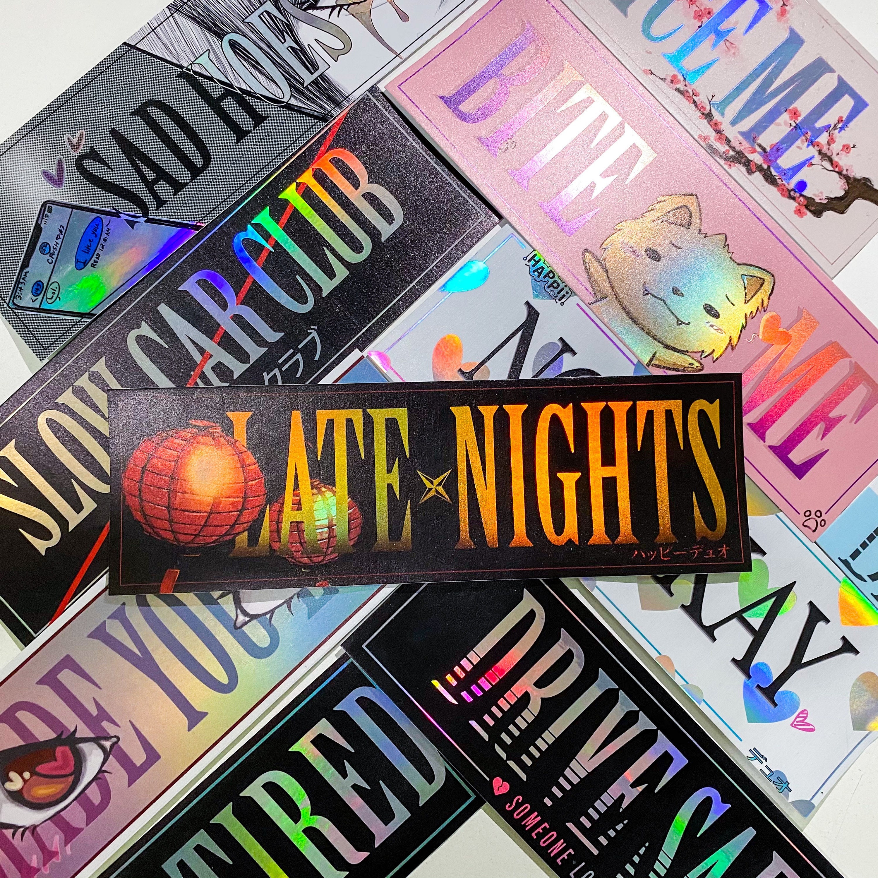 LATE NIGHTS Slap Sticker | JDM Anime Car Holographic Light Reflective ...