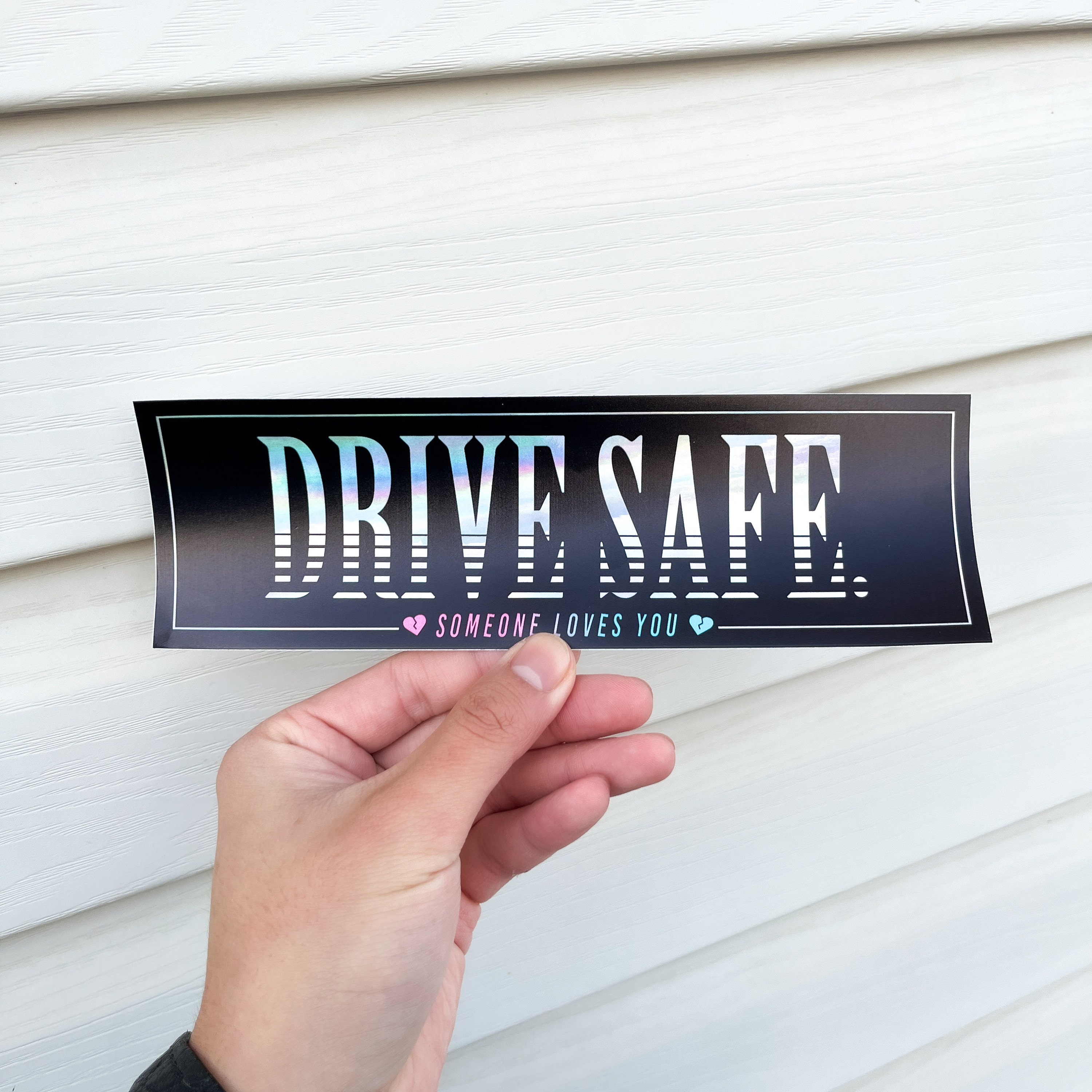 DRIVE SAFE Slap Sticker JDM Anime Car Holographic Light Reflective ...