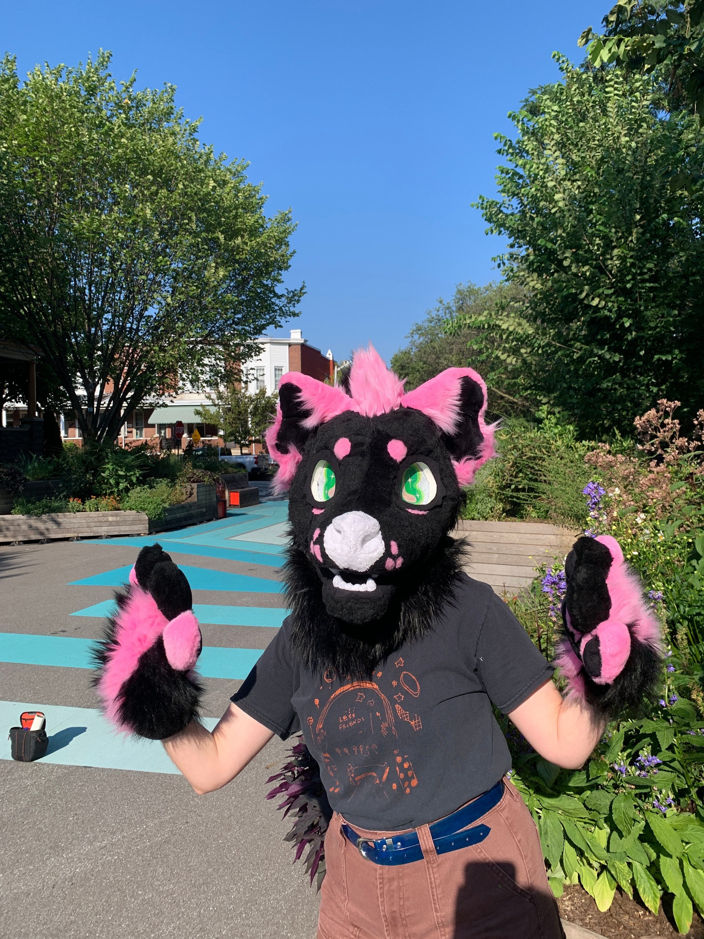 Pink and Black Hyena Fursuit Premade Partial With Head Paws and Tail - Etsy