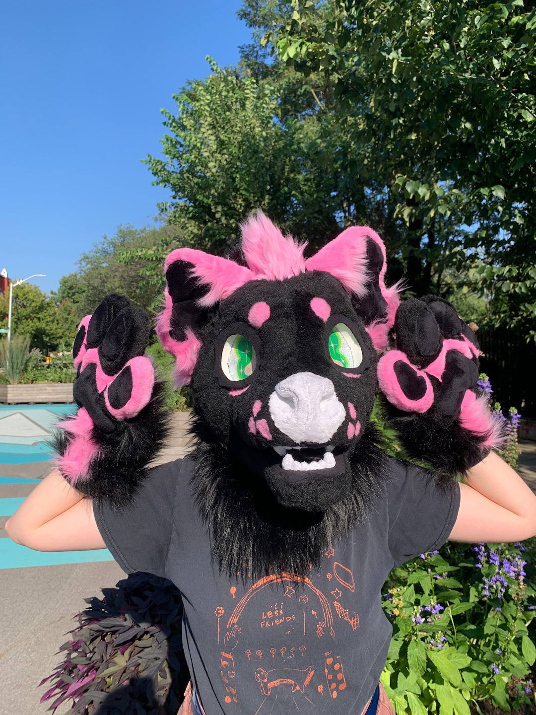 Pink and Black Hyena Fursuit Premade Partial With Head Paws - Etsy