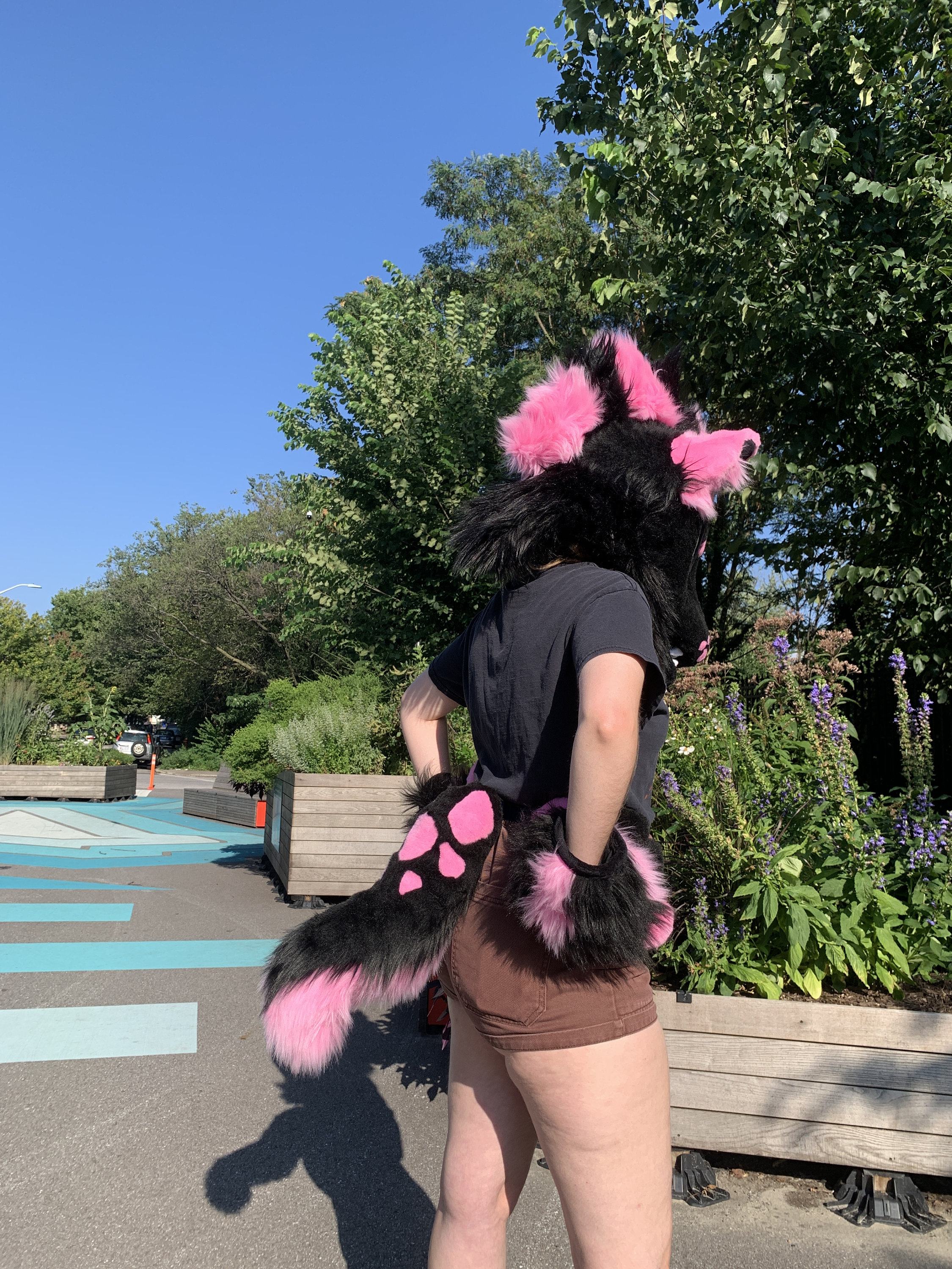 Pink and Black Hyena Fursuit Premade Partial With Head Paws and Tail - Etsy