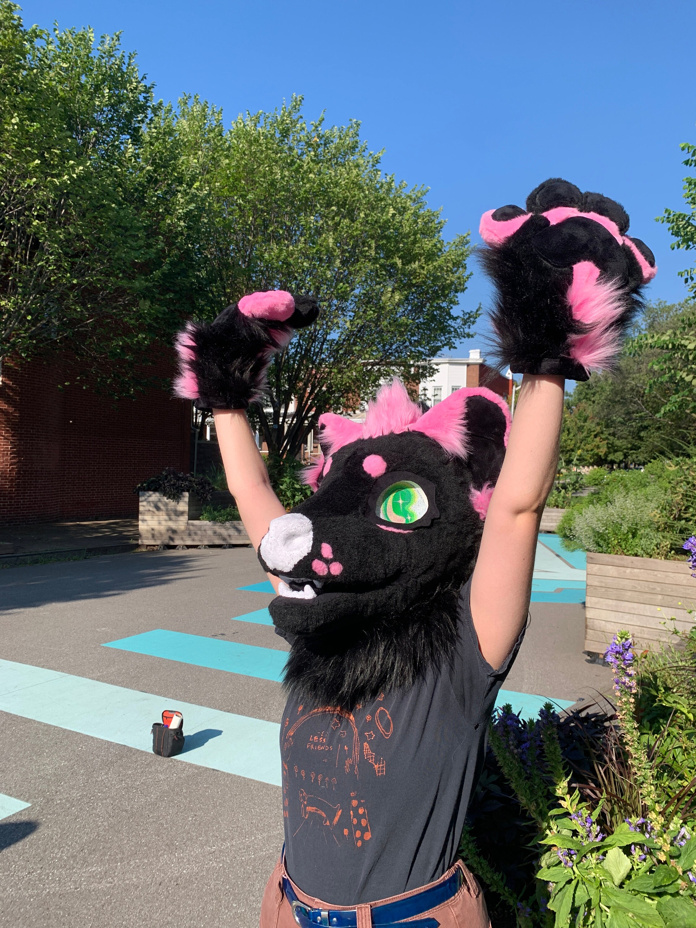 Pink and Black Hyena Fursuit Premade Partial With Head Paws and Tail - Etsy