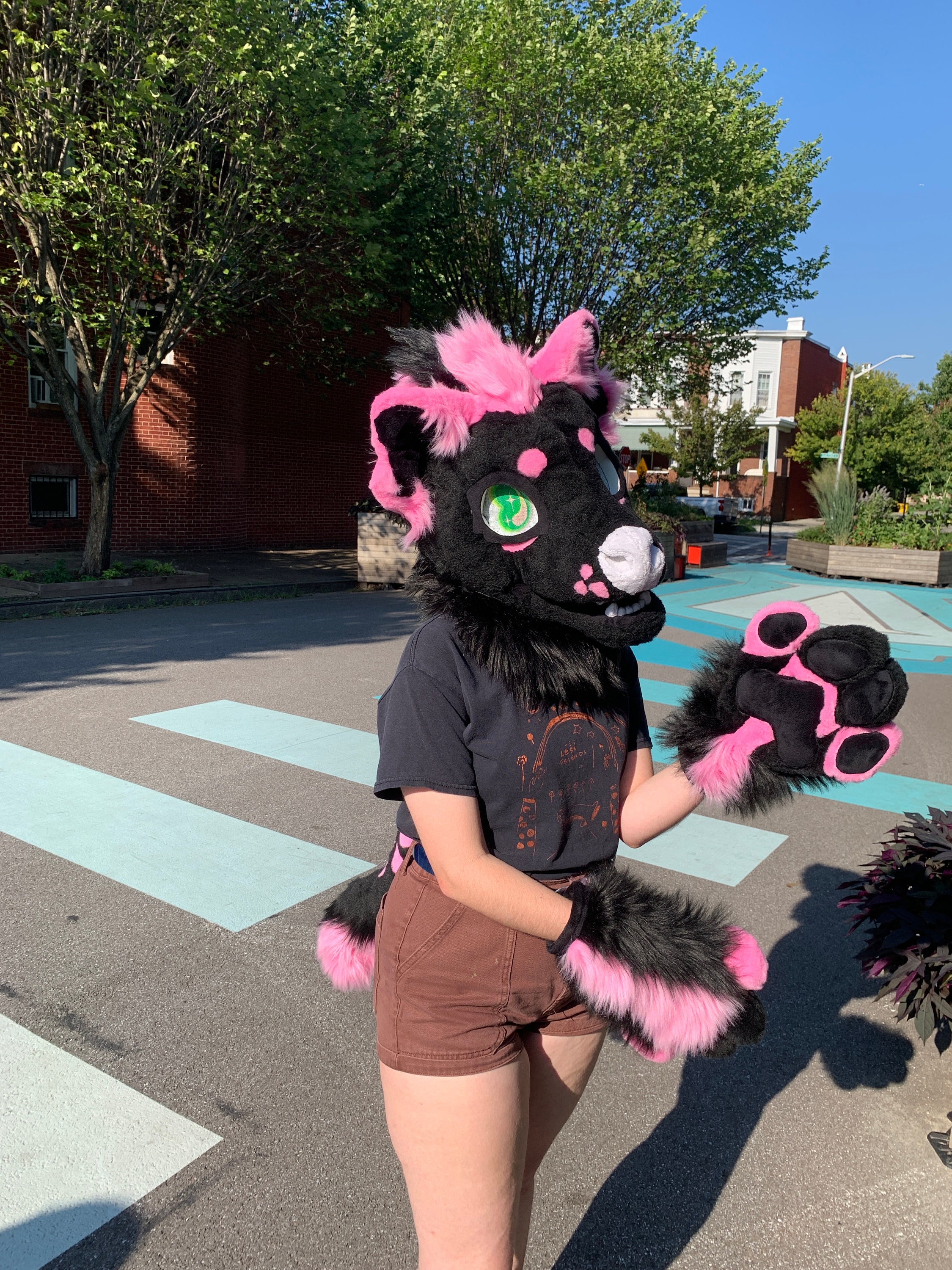 Pink and Black Hyena Fursuit Premade Partial With Head Paws - Etsy