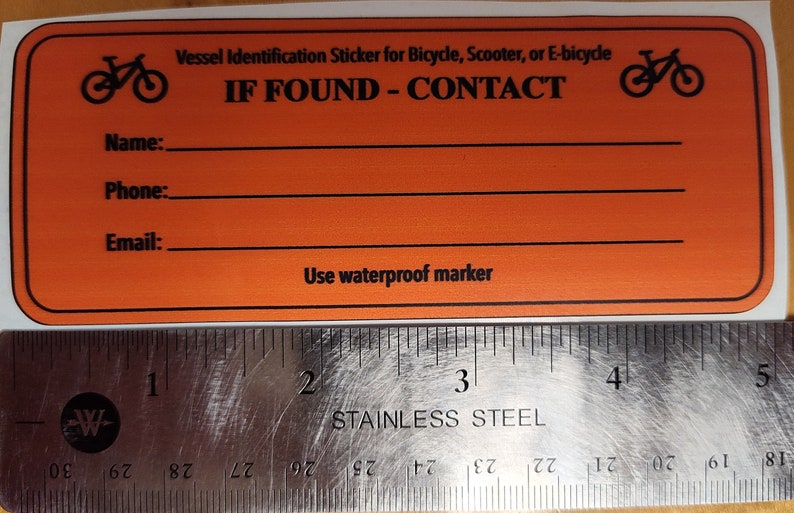 If Found Contact Identification Decal Sticker Bike Scooter Ebike - Etsy