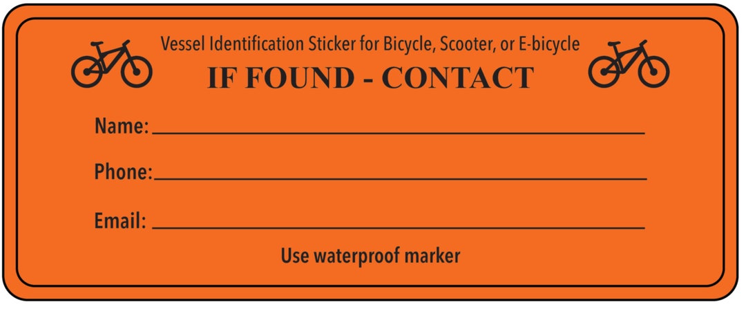 If Found Contact Identification Decal Sticker Bike Scooter Ebike - Etsy