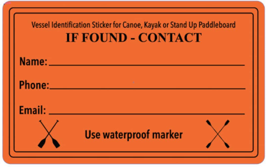 If Found Contact Vessel Identification Decal Sticker Kayak Canoe - Etsy