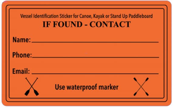 If Found Contact Vessel Identification Decal Sticker Kayak - Etsy