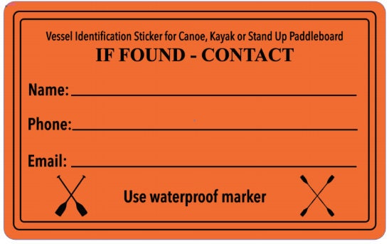 If Found Contact Vessel Identification Decal Sticker Kayak Canoe - Etsy