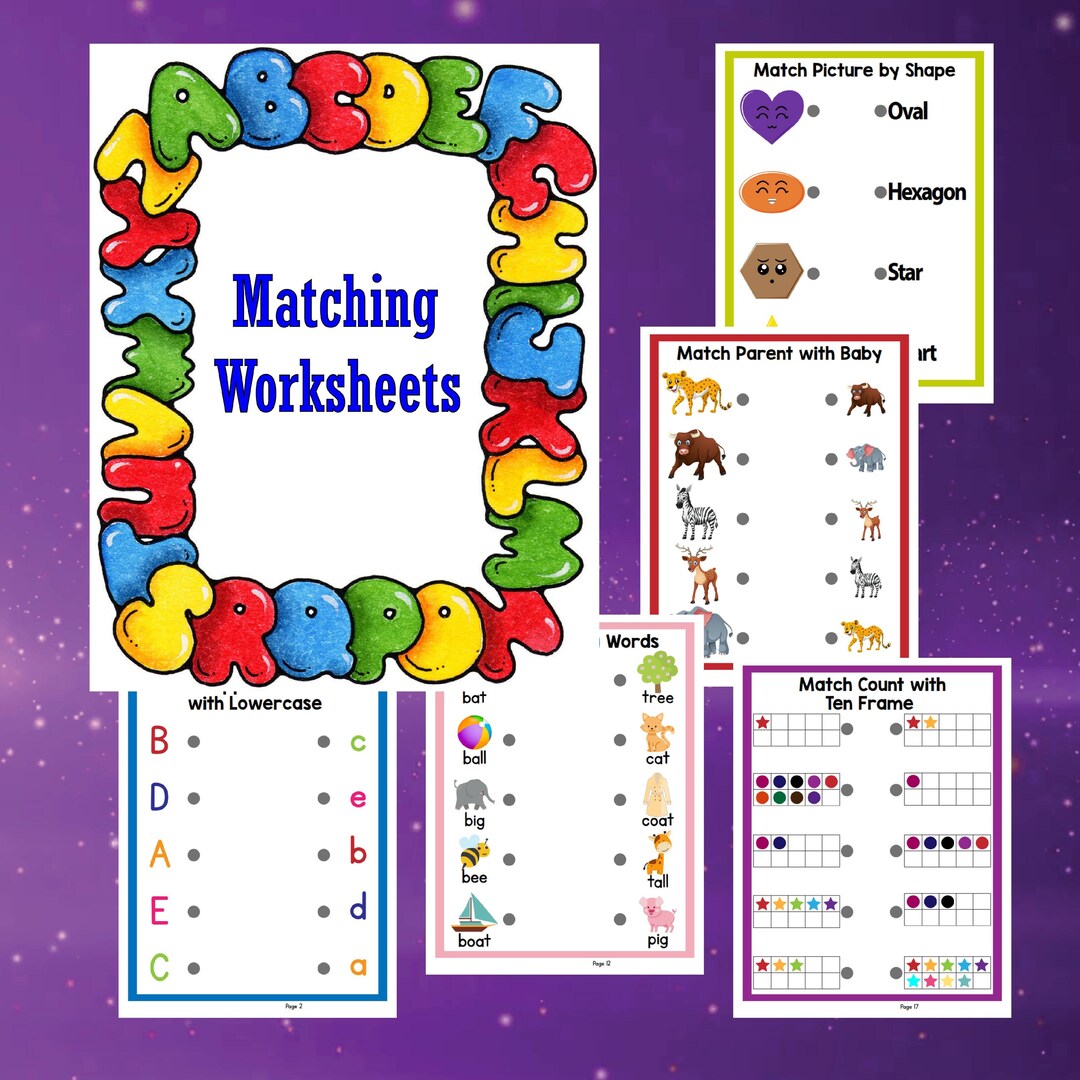Busy Book Matching Worksheets - Etsy