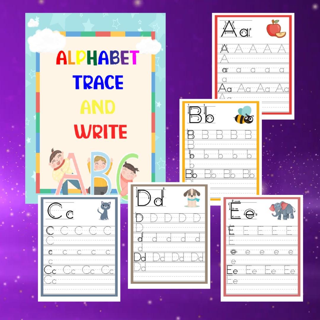 Alphabet Trace and Write, Busy Book, A-Z Game Template for Kids ...