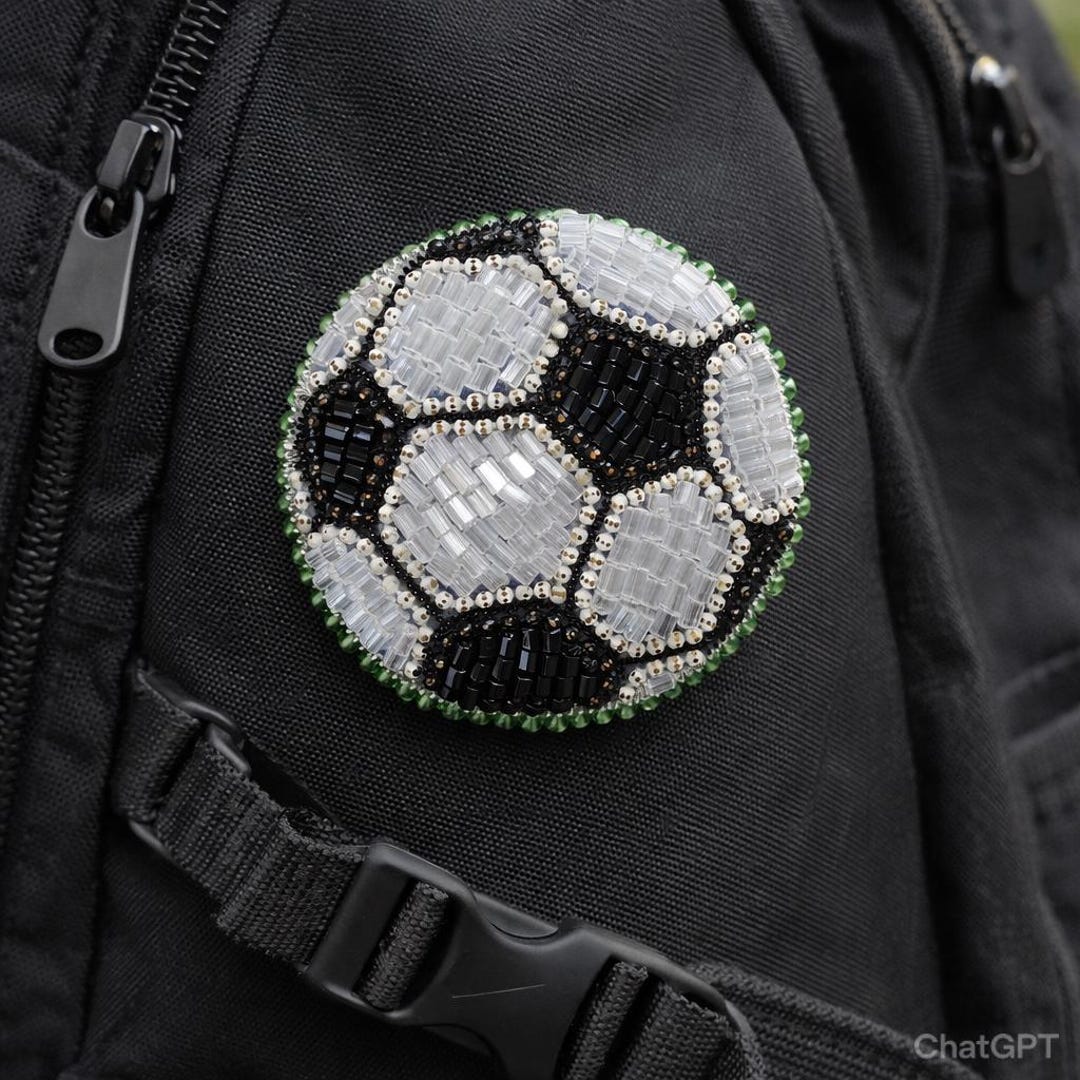 Soccer Ball Beaded Brooch, Handmade Sports Pin, Football Fan Gift - Etsy