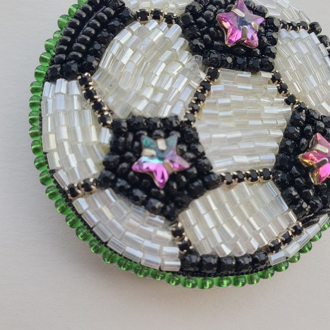 Backpack Pin, Soccer Ball Pin, Football, Beaded Brooch, Football Fan ...