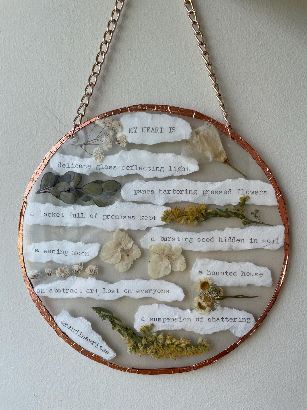 Poetry + Flower Suncatcher Window or Wall Hanging- 2 Available Styles ...
