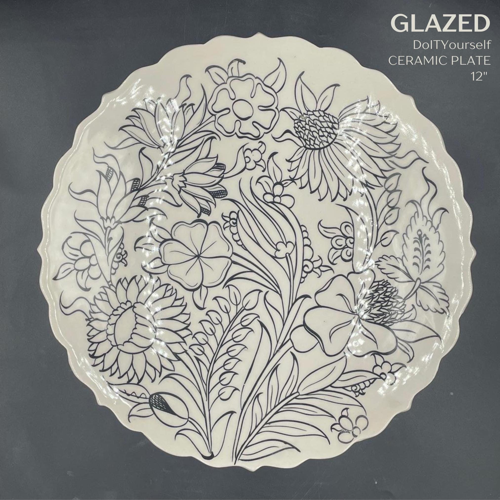 Paint-your-own Ceramic Plate Kit - 25 Cm & 30 Cm Options With Pre-drawn ...