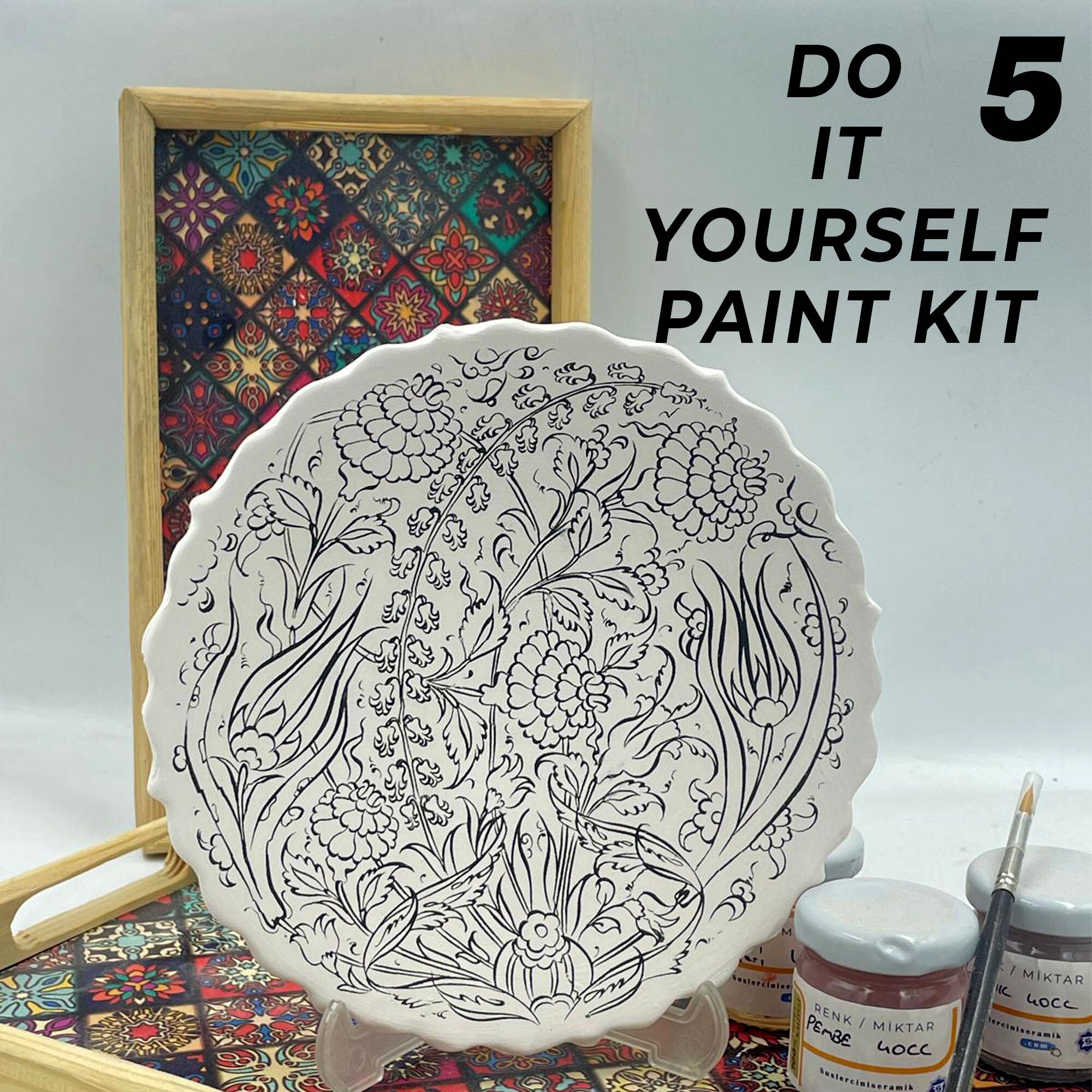 Beginner Ceramic and Tile Painting Set 18cm Pre-drawn Designs Plate ...