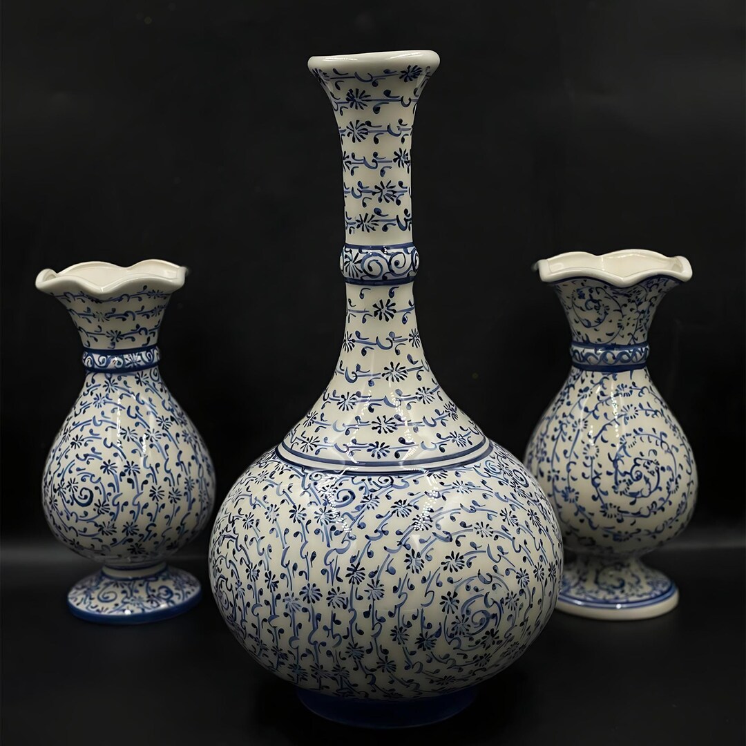 Handmade Ceramic Tear Vase - Traditional Estuary Pattern - Iznik Tile ...