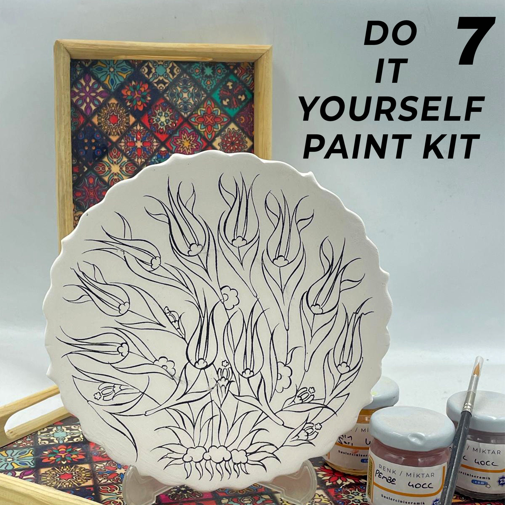 Beginner Ceramic and Tile Painting Set 18cm Pre-drawn Designs Plate ...