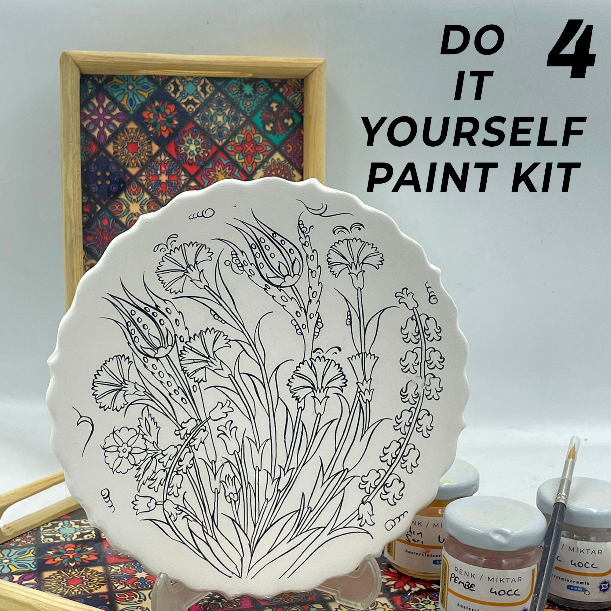 Beginner Ceramic and Tile Painting Set 18cm Pre-drawn Designs Plate ...