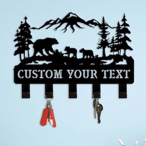 Bear Family Key Holder for Wall, Metal Key Holder, Custom Key Rack ...