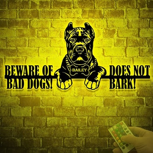 Cane Corso Metal Sign With Led Light, Beware of Dog Sign, Dog Caution ...