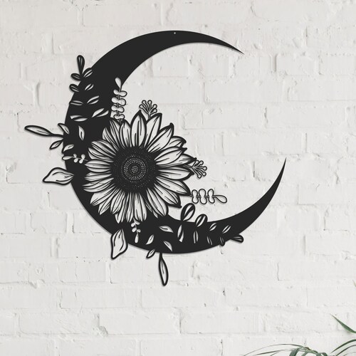 Butterfly Moon Metal Sign Living Room Sign Floral Moon Sign - Etsy
