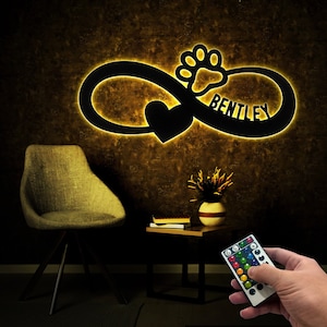Custom Infinity Dog Paw Metal Wall Art With LED Lights - Etsy