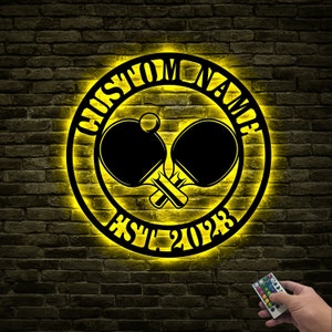 Custom Metal Ping Pong Sign Table Tennis Sign With Led Light, Game Room ...