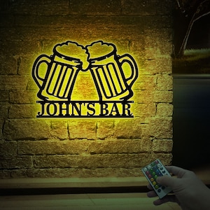 Personalized Beer Sign With Light Beer Zone Pub Club Decor Outdoor Wall ...