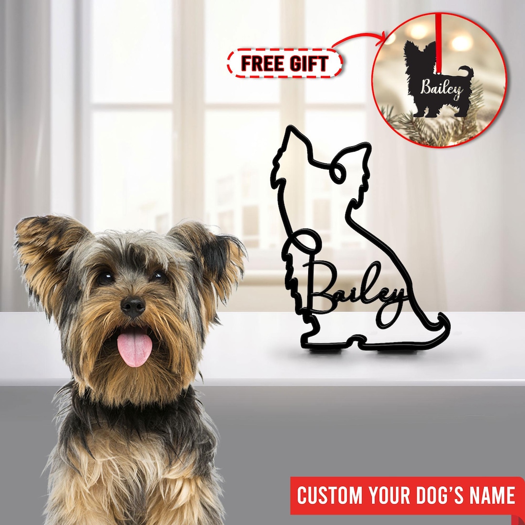 Yorkshire Terrier Metal Table Sign, Minimalist Sculpture Statue, Custom ...