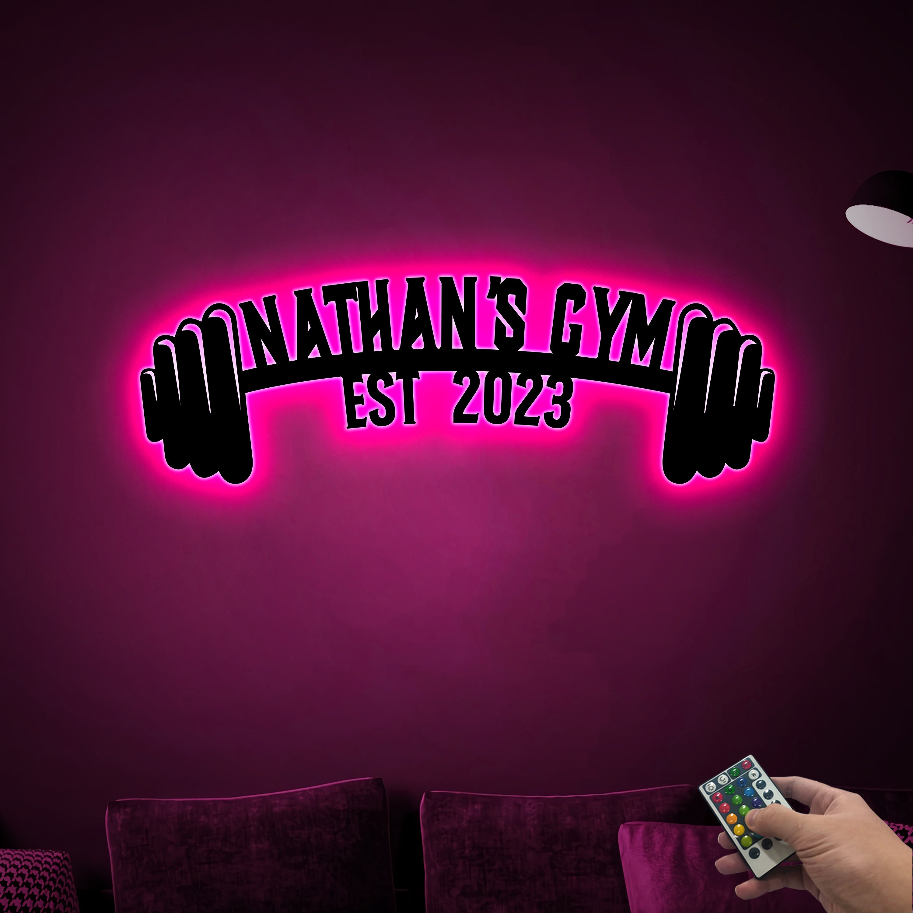 Custom Gym Metal Sign With LED Lights, Powerlifting Decor - Etsy
