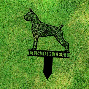 Custom Boxers Dog Stake Metal, Zentangle Metal Yard Art, Dog Garden ...