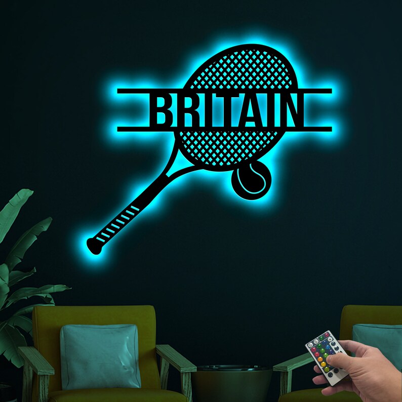 Custom Tennis Metal Wall Art With Lights Tennis Player Sign - Etsy