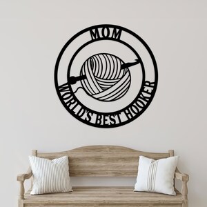 Custom Metal Crochet Hooker Name Sign With Led Light, Knitting Ball ...